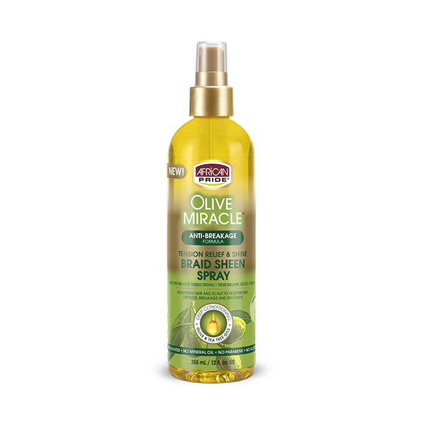 African Pride Olive Miracle Braid Sheen Spray 12oz - Janson Beauty